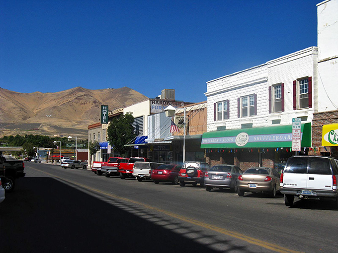 Winnemucca's main street showcases the town's practical character, where Social Security checks cover more than just necessities.