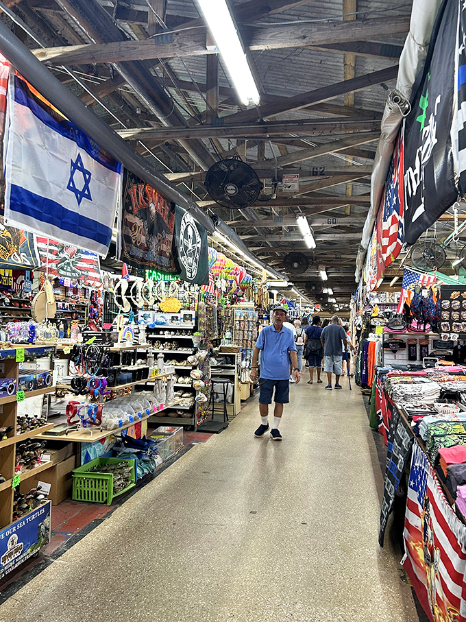 Patriotic shopping at its finest. The high ceilings and wide aisles make room for both treasures and the stories behind them.