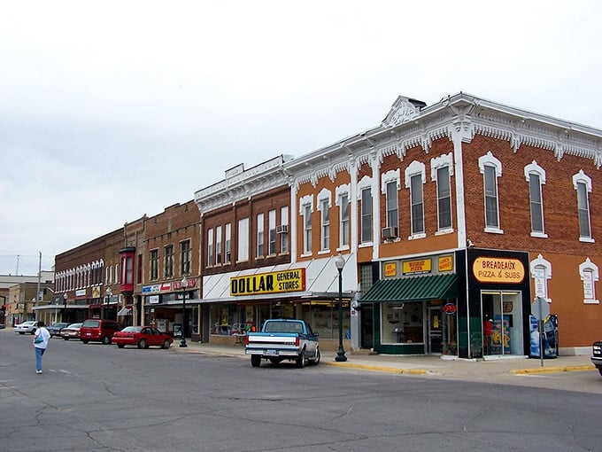 Historic buildings frame Hampton's inviting main street. Retirement dollars stretch like Sunday afternoon naps here!