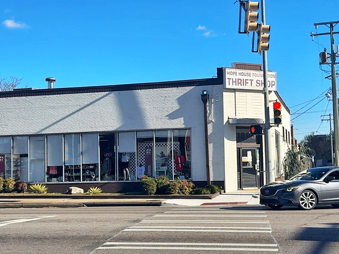 The classic white brick building gives Hope House Thrift timeless appeal. Like finding Audrey Hepburn in a world of Kardashians!