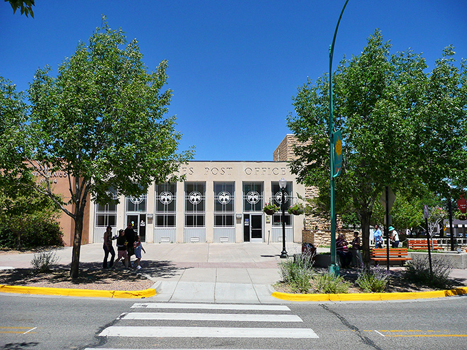 The Post Office plaza in Los Alamos offers community gathering spaces surrounded by natural beauty that would cost millions elsewhere.