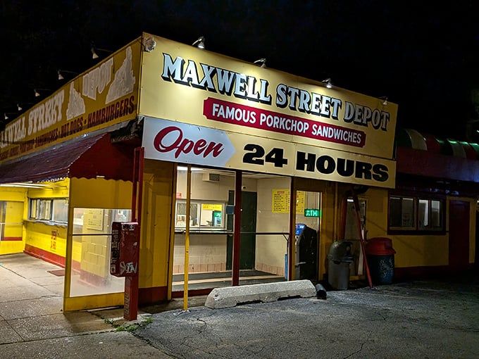 Glowing like a midnight oasis, Maxwell Street Depot welcomes hungry night owls and early birds alike. Simple building, extraordinary comfort food.