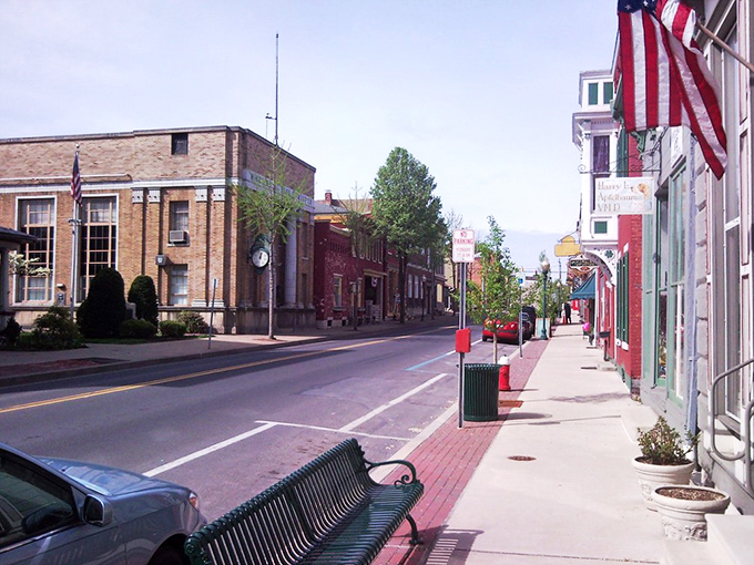 Mifflinburg's historic downtown – where American flags flutter and brick buildings have witnessed generations of first dates and friendly waves.