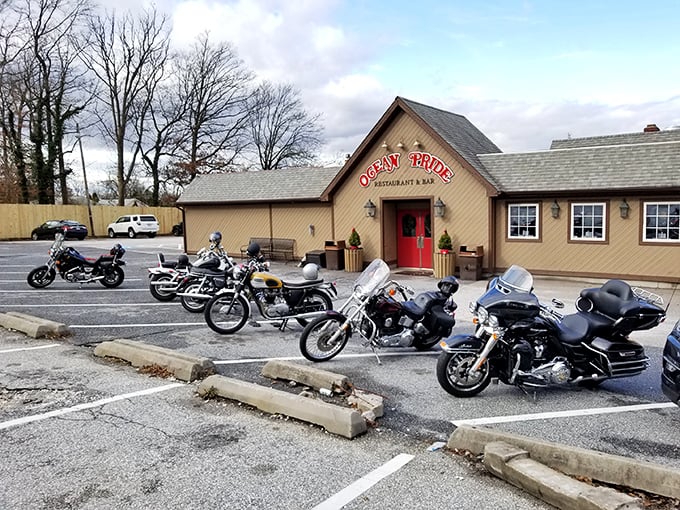 Those motorcycles know something you should: behind Ocean Pride's simple doors lies seafood worth the ride from anywhere.