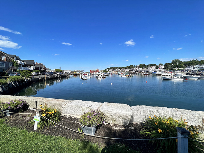 The impossibly blue waters of Rockport Harbor cradle boats that still bring in the catch of the day to delighted visitors.