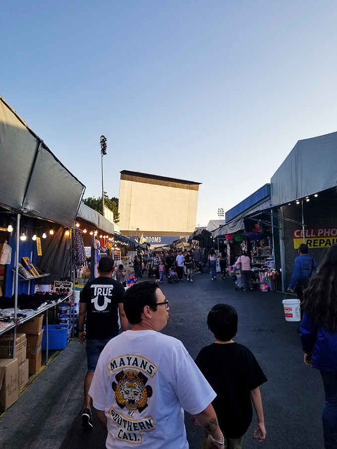 As evening approaches at Santa Fe Springs, the market transforms. Night shopping has a magical quality&mdash;like a bazaar from another time.