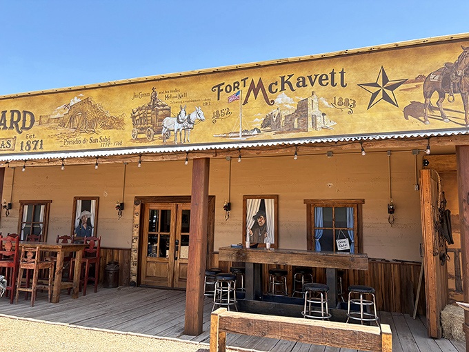 That historic Fort McKavett mural reminds you that in Texas, dinner often comes with a history lesson.