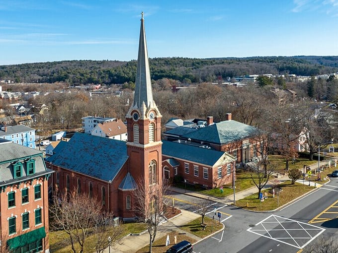 Main Street Southbridge wears its industrial heritage proudly, brick buildings standing tall like the hardworking folks who built them.