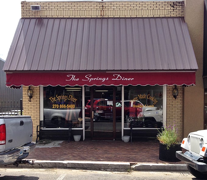 Springs Diner: "Burgundy awning, brick sidewalk, and food that'll make you want to move to Russell Springs immediately."