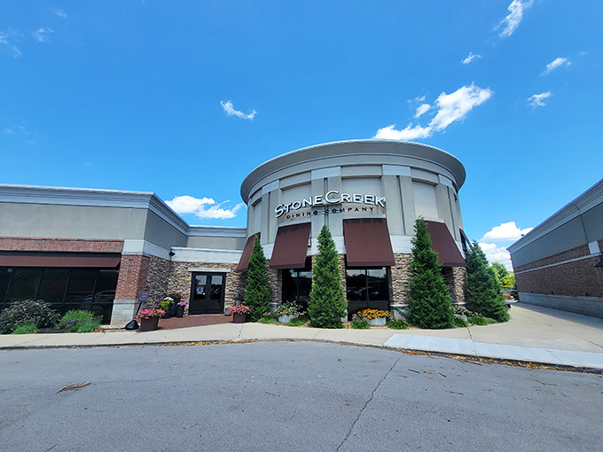 Those brown awnings and stone exterior aren't just for looks &ndash; they're setting the stage for the earthy, rich flavors waiting inside.