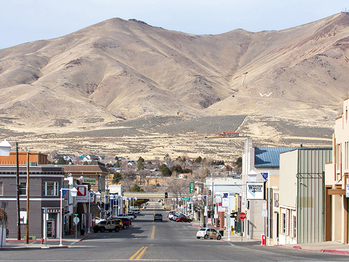 The view down Winnemucca's main street reveals layers of mountains &ndash; nature's artwork comes complimentary with every affordable home.