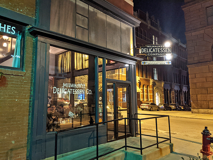 A beacon of deliciousness in the urban jungle! Milwaukee Delicatessen Company's storefront promises a culinary adventure that'll make your taste buds dance.