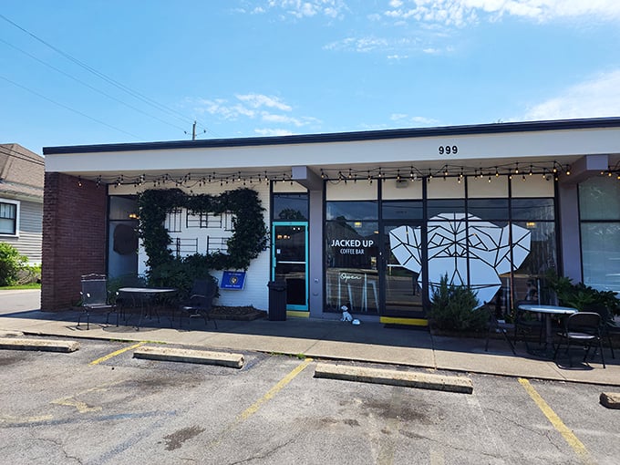The unassuming exterior of Jacked Up Coffee Bar hides culinary treasures within, like finding a diamond in your morning cereal bowl.