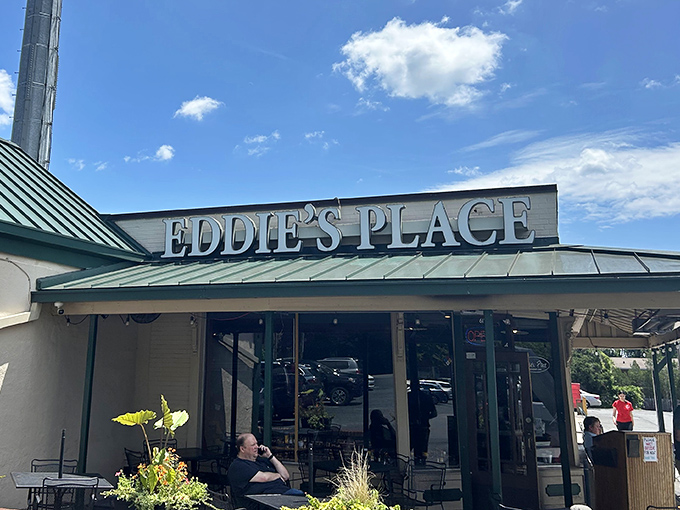 Eddie's Place welcomes hungry souls with its distinctive green roof and inviting patio &ndash; where breakfast dreams come true and friendships are forged over coffee.