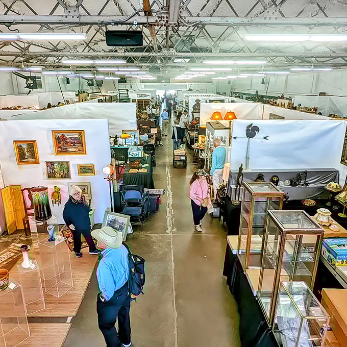 Indoor vendor booths stretch as far as the eye can see, creating a treasure hunter's paradise where one person's past becomes another's future.
