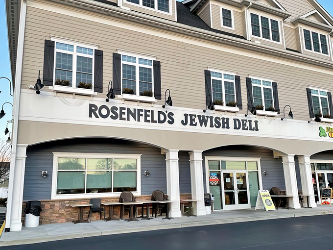 The classic charm of Rosenfeld's exterior promises no-frills authenticity—a delicatessen oasis amid Rehoboth's beach-themed eateries.