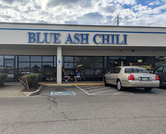 The unassuming exterior of Blue Ash Chili might fool you, but locals know this modest storefront houses Cincinnati culinary magic worth the pilgrimage.
