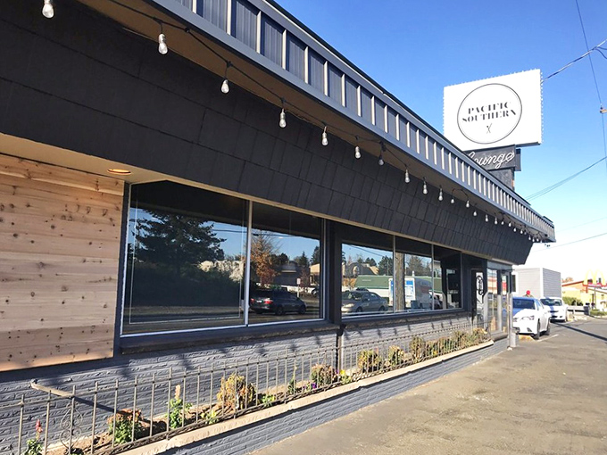The unassuming exterior of Pacific Southern belies the culinary treasures within. Like finding a vintage Cadillac parked behind a modest garage door. 