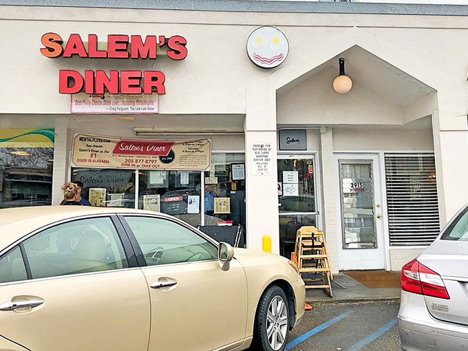 The bright red "SALEM'S DINER" sign beckons hungry travelers like a lighthouse for the breakfast-starved. This unassuming storefront houses culinary treasures worth the journey.
