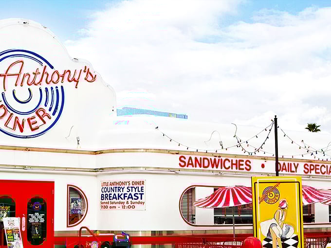 The gleaming white exterior of Little Anthony's Diner practically screams "The 1950s called and they brought milkshakes!" A true Tucson landmark.