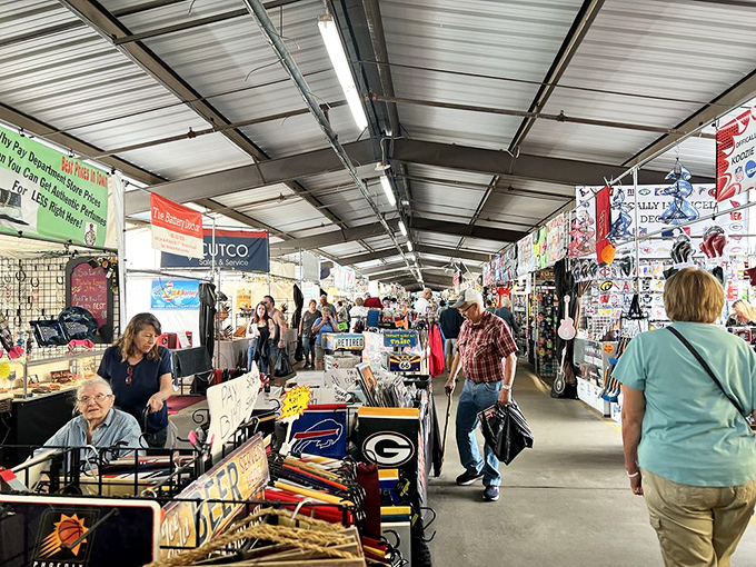 The entrance beckons like a portal to retail adventure&mdash;shaded benches offering a moment to catch your breath before diving into bargain paradise.