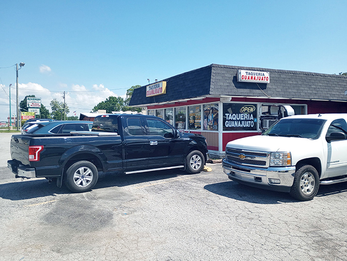 The unassuming exterior of Taquerias Guanajuato #1 might not scream "culinary destination," but those pickup trucks don't lie&mdash;this place is the real deal.