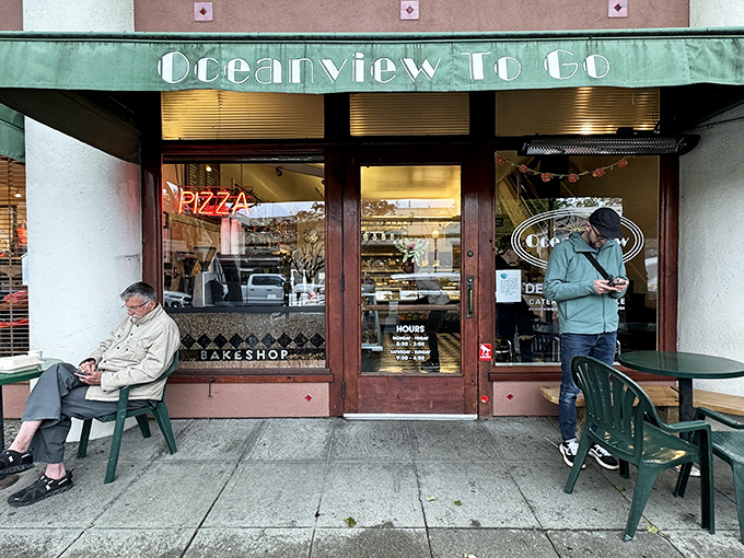 The unassuming green awning of Oceanview Diner beckons like a time portal to simpler days when conversation trumped smartphones and meatloaf reigned supreme.