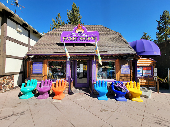 Those colorful hand-shaped chairs aren't just for sitting&mdash;they're your first clue that adulthood's rules about "not playing with your food" don't apply here.