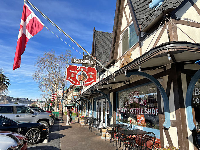 The storybook fa&ccedil;ade of Olsen's Danish Village Bakery beckons like a portal to Copenhagen, complete with thatched roof and that unmistakable aroma of butter and sugar.