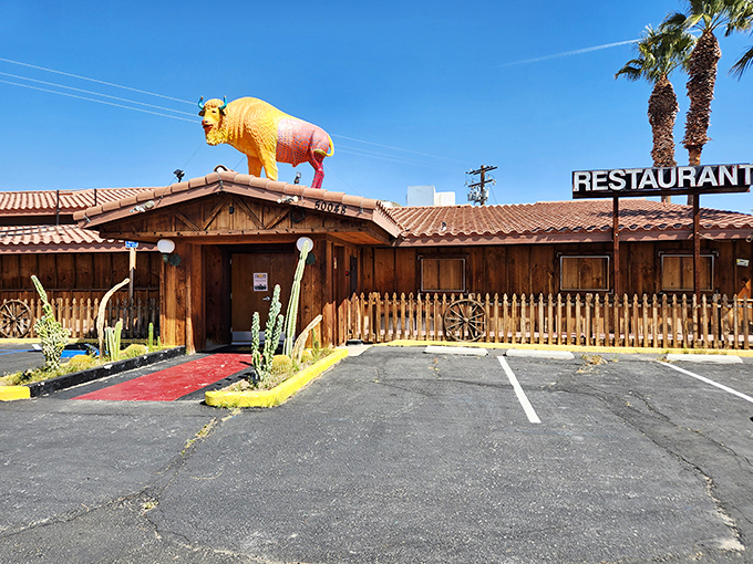 The iconic yellow buffalo perched atop Spaghetti Western welcomes hungry travelers like a desert mirage, except this one delivers on its delicious promises.