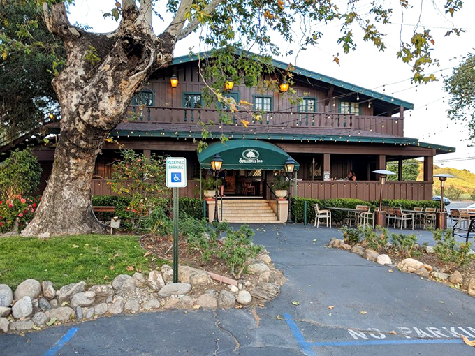 The Sycamore Inn stands proudly among its namesake trees, a rustic wooden sentinel that's witnessed California history unfold while keeping its grills perfectly hot.