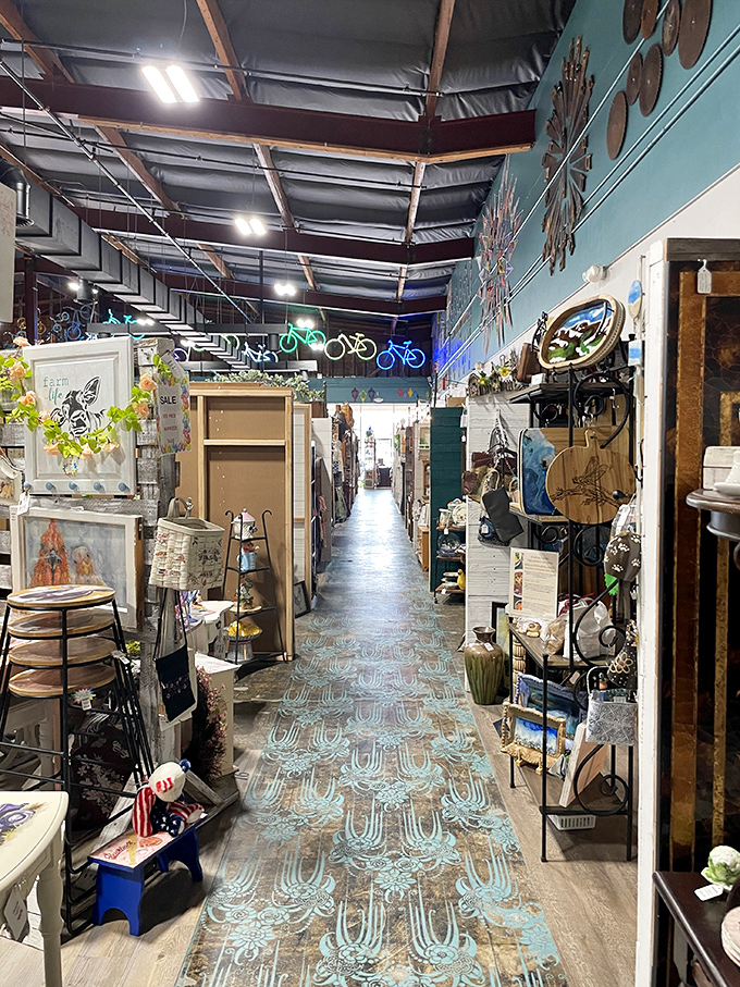 That turquoise signage practically glows with promise - like finding retail therapy that won't bankrupt your retirement fund.