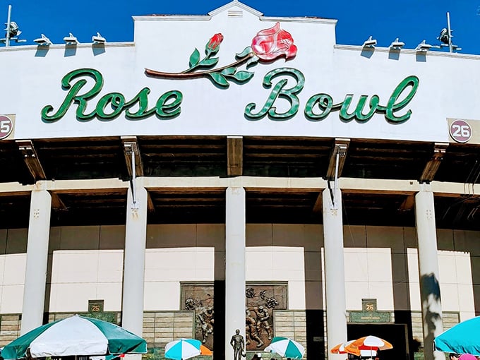 The iconic Rose Bowl sign welcomes treasure hunters to what might be California's most legendary hunting ground for vintage finds and unexpected discoveries.
