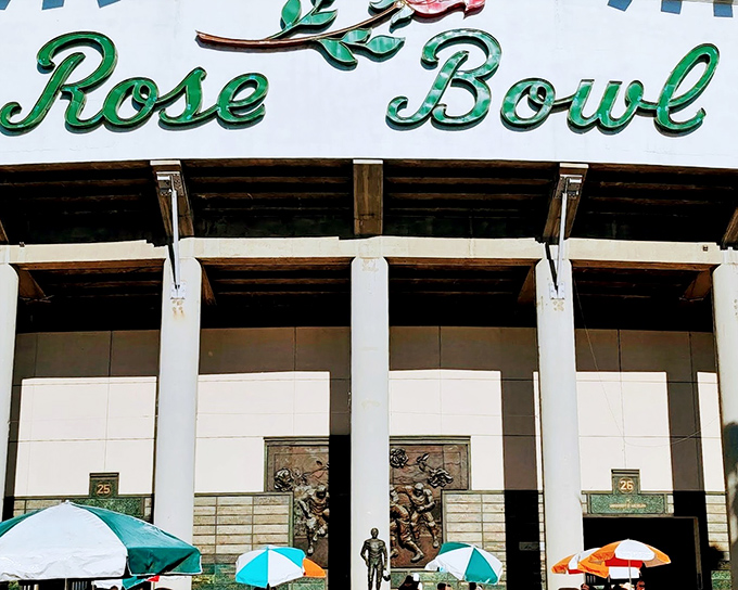 The iconic Rose Bowl sign welcomes treasure hunters to what might be the holy grail of flea markets. Sundays here are like the Super Bowl of shopping.