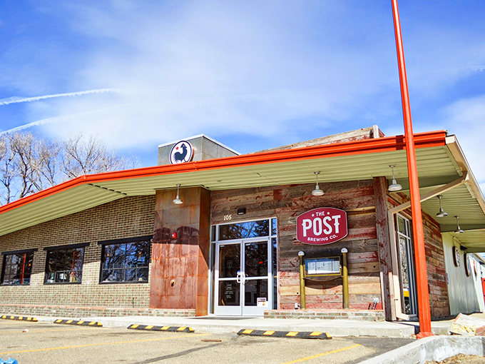 The Post's exterior blends rustic charm with industrial flair, like a country barn that went to design school and graduated with honors.
