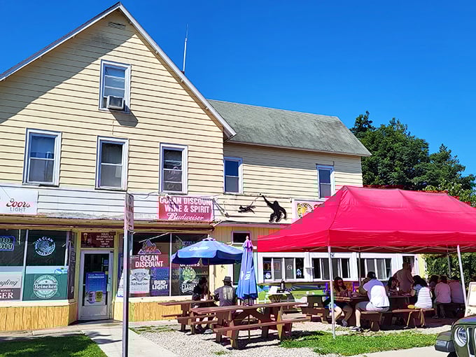The sunshine-yellow exterior of The Yolk Cafe practically screams "happiness served here!" Those playful monkey silhouettes add a touch of whimsy to your breakfast adventure.