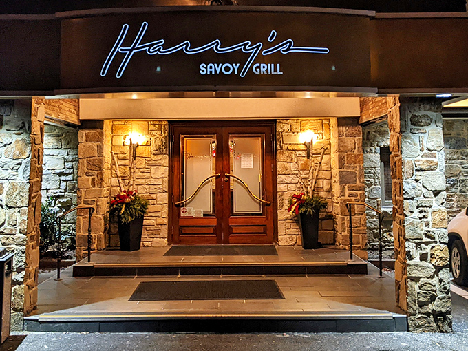 The stone facade of Harry's Savoy Grill welcomes you like an old friend who happens to have the best prime rib in town.