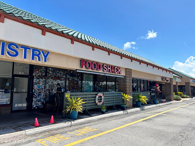The unassuming exterior of Food Shack proves the old adage: never judge a seafood paradise by its strip mall location.