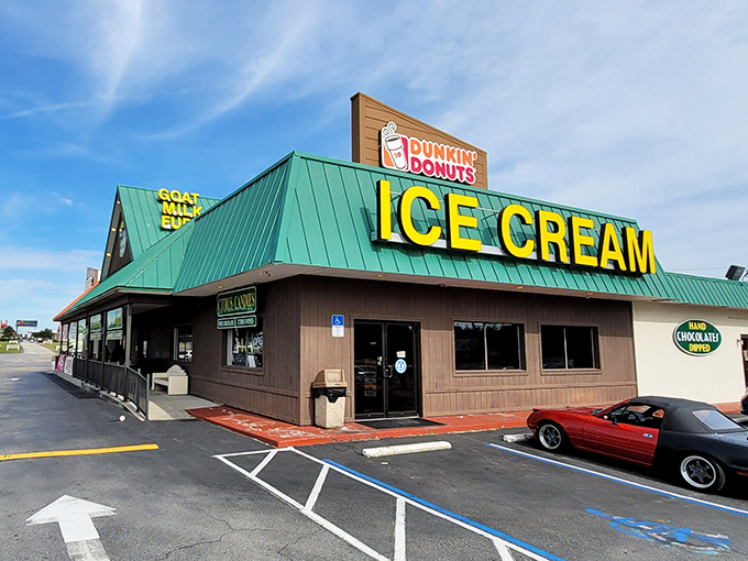 The iconic A-frame building of Webb's Candy stands like a sweet mirage on the Florida landscape, promising goat milk fudge and citrus delights inside.