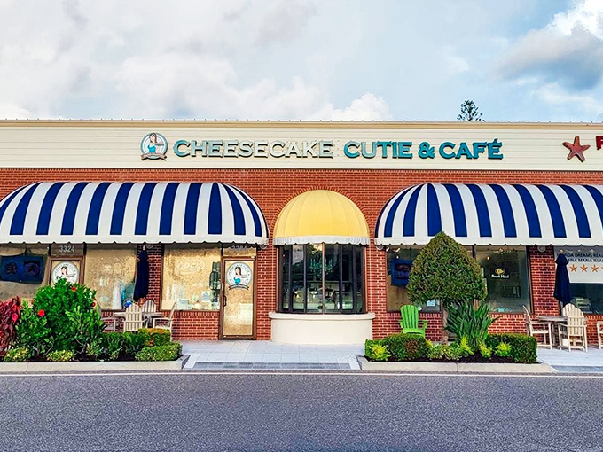 Those blue and yellow awnings aren't just for show&mdash;they're like a beacon guiding hungry travelers to cheesecake paradise on Anna Maria Island.