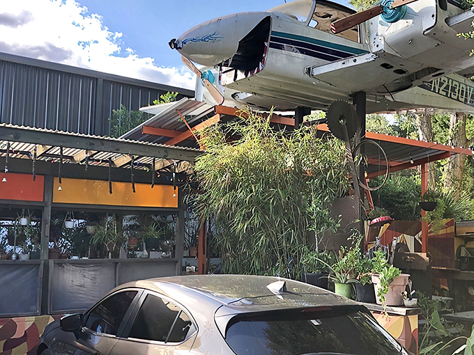 Where art gallery meets pizza joint. Satchel's exterior promises an experience that's anything but ordinary, complete with a painted VW bus that's more Florida than flamingos.