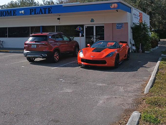 The blue sign beckons like a lighthouse for the breakfast-deprived. Home Plate's modest exterior hides culinary treasures that locals line up for.