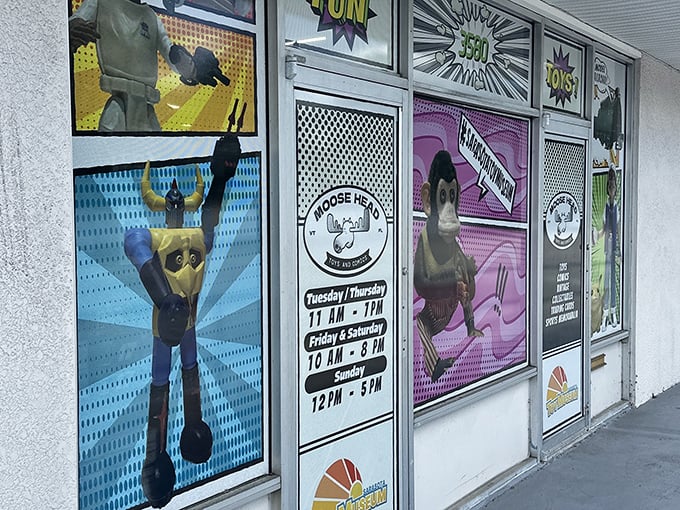 Superheroes welcome you to this unassuming treasure trove! Deadpool and Spider-Man murals hint at the childhood wonders waiting inside this Sarasota gem.