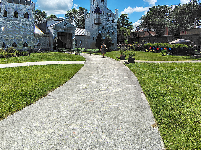 A shimmering mirage in the Florida wilderness, Solomon's Castle welcomes visitors with its gleaming aluminum exterior that practically winks at you in the sunlight.