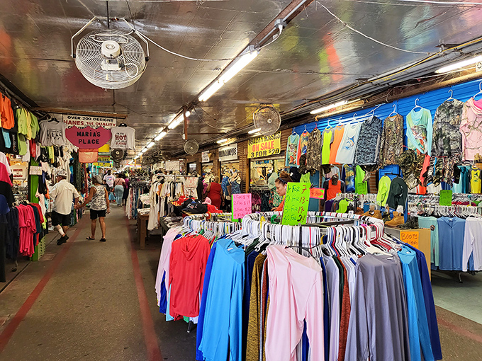 From this bird's-eye view, Fleamasters resembles a small city of commerce where treasure hunters plot their bargain-seeking strategies across acres of shopping potential.