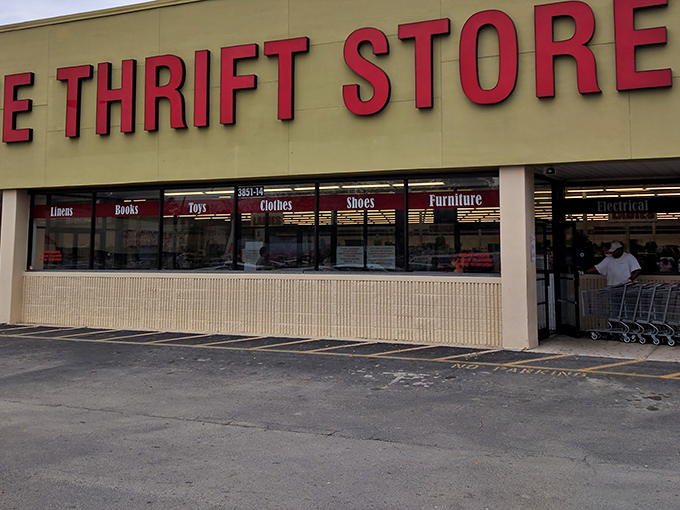 The no-frills exterior belies the wonderland within. Like a treasure chest, The Thrift Store's unassuming fa&ccedil;ade is the perfect disguise for bargain hunters.