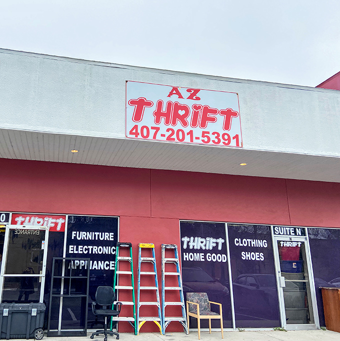 The unassuming pink facade of AZ Thrift belies the wonderland of bargains waiting inside. Like finding a hidden speakeasy, but for your wallet.