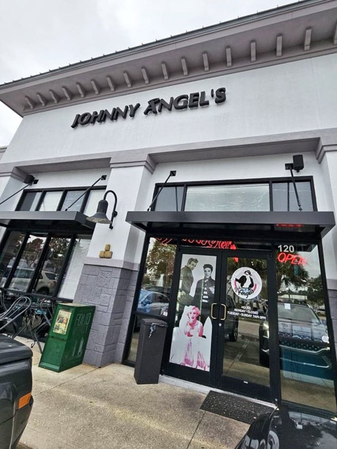 Johnny Angel's modern exterior might fool you, but inside awaits a time machine disguised as a diner. The 1950s are calling, and they've saved you a booth.