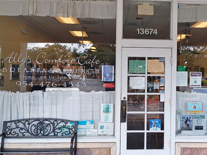 The unassuming storefront of Ally's Comfort Cafe proves once again that culinary treasures often hide in plain sight. No flash, just pancake perfection awaiting inside