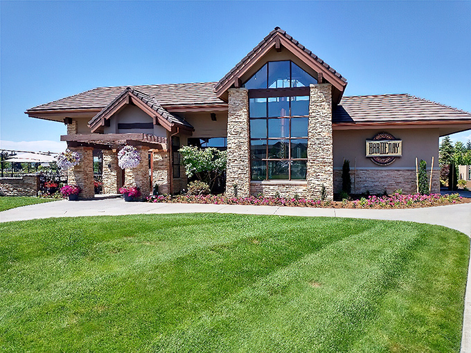 Architectural ambition meets mountain charm at Bardenay's Coeur d'Alene location, where stone pillars and timber beams welcome hungry travelers like an upscale lodge for food enthusiasts.